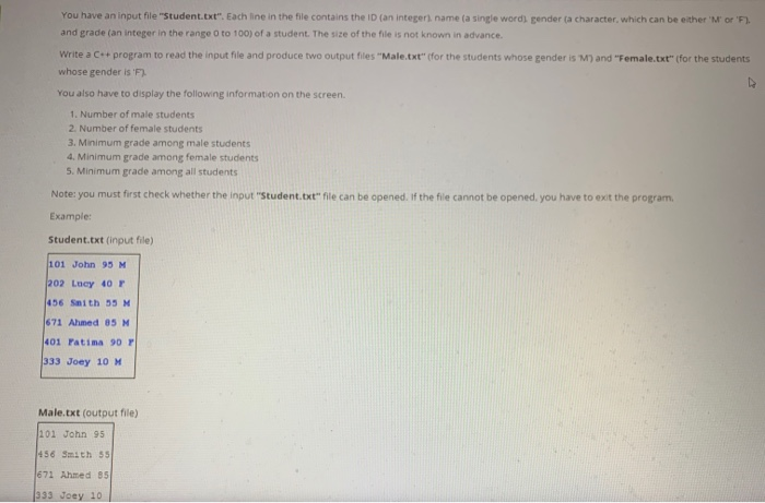 Solved You have an input file "Student.txt". Each line in | Chegg.com