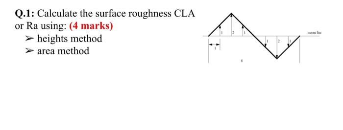 Solved Q.1: Calculate the surface roughness CLA or Ra using: | Chegg.com