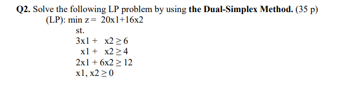 Solved Q2. ﻿Solve the following LP problem by using the | Chegg.com