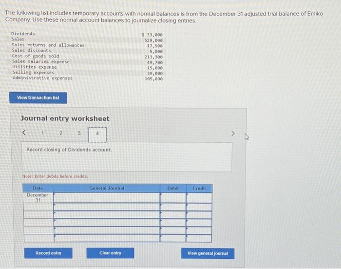 Solved The following list includes temporary accounts with | Chegg.com
