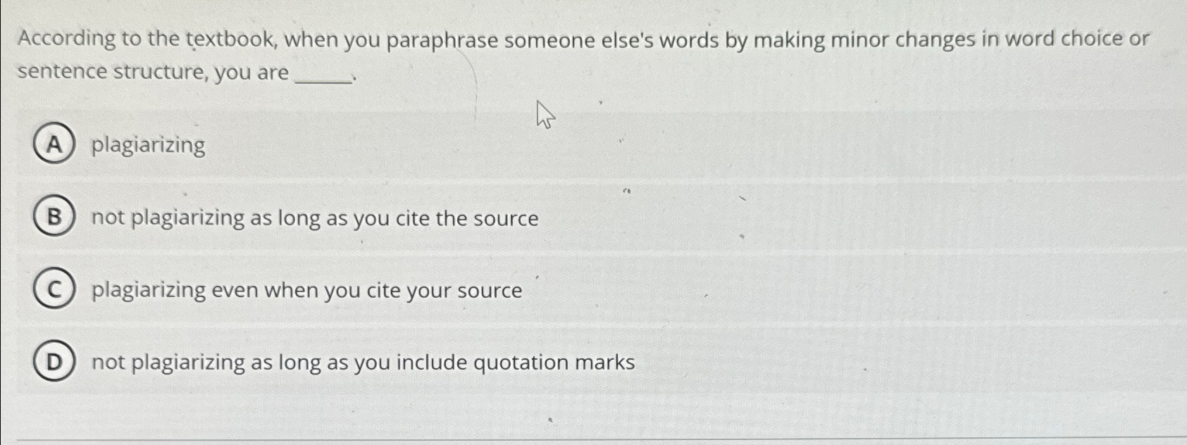 Solved According to the textbook, when you paraphrase | Chegg.com