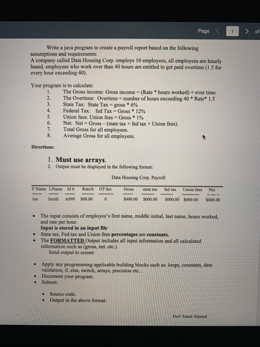 Solved Page of Write a java program to create a | Chegg.com