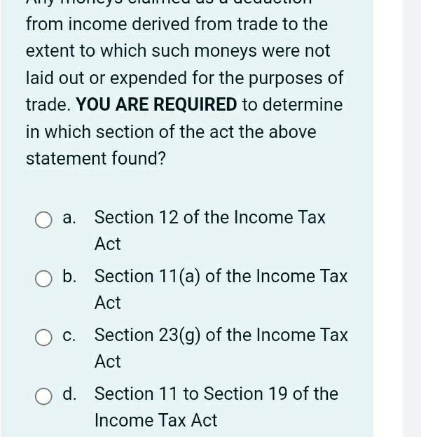 income derived from trade to the itent to which such | Chegg.com
