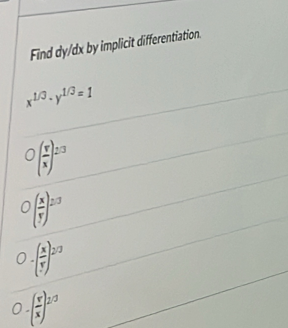 Solved Find dydx ﻿by implicit | Chegg.com