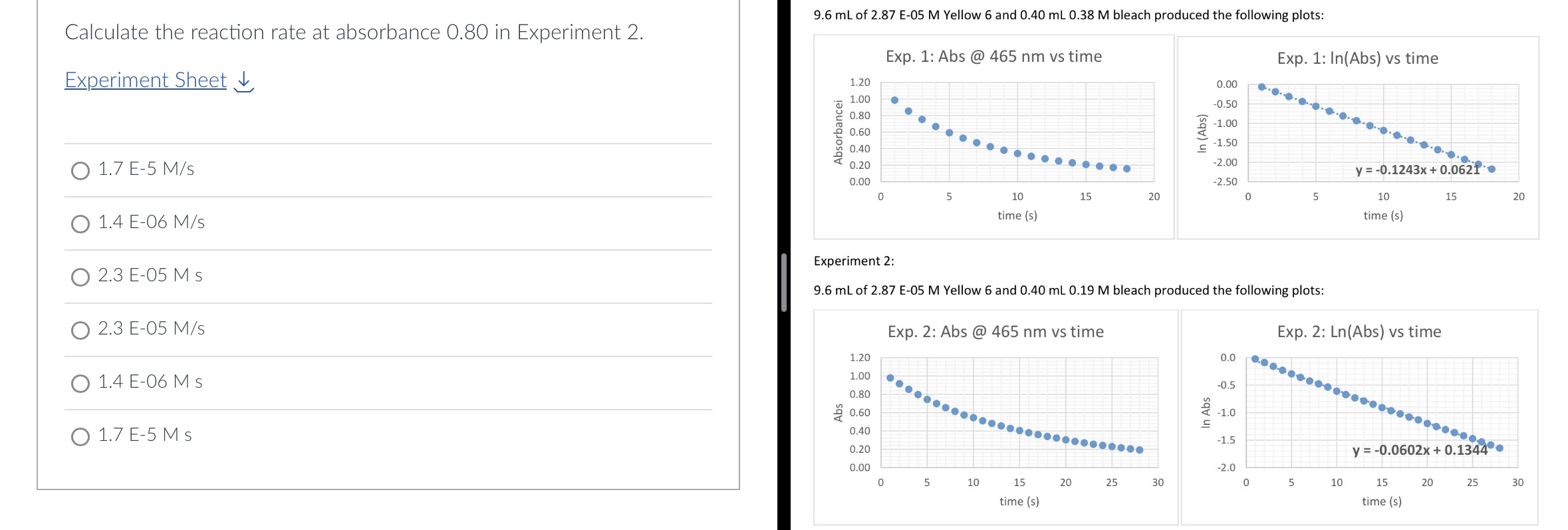 Solved Question 3Calculate the reaction rate at absorbance | Chegg.com
