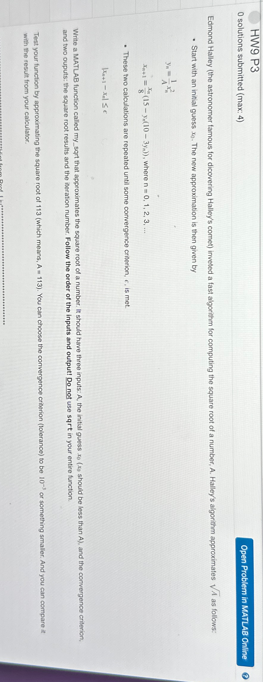 Solved HW9 ﻿P30 ﻿solutions submitted (max: 4)Edmond Halley | Chegg.com