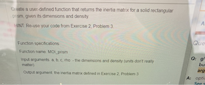 Solved Create a user-defined function that returns the | Chegg.com