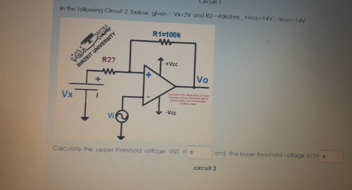 Solved In the following Circuit 2 ﻿below given : Vx=2V ﻿and | Chegg.com