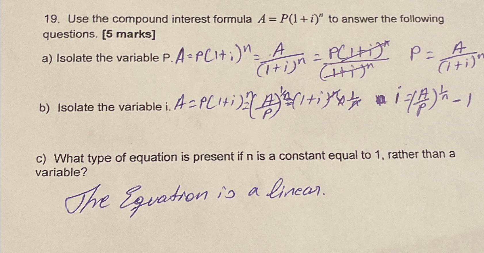 Solved Use the compound interest formula A=P(1+i)n ﻿to | Chegg.com