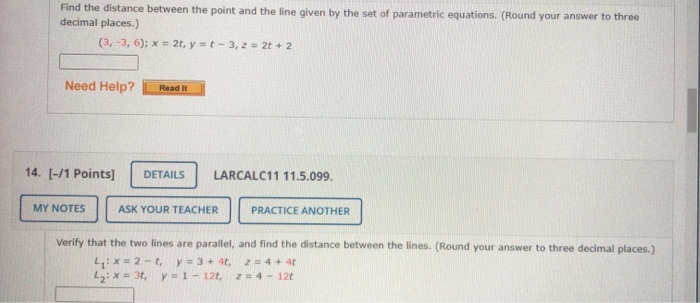 Solved Find the distance between the point and the line | Chegg.com