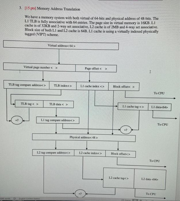 3. [15 pts] Memory Address Translation We have a | Chegg.com