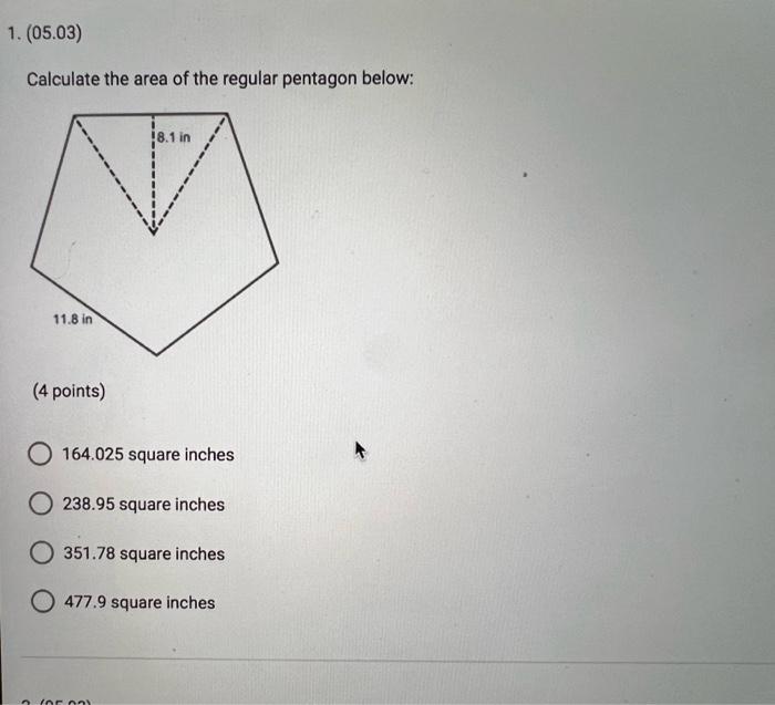 Solved Calculate the area of the regular pentagon below: (4 | Chegg.com