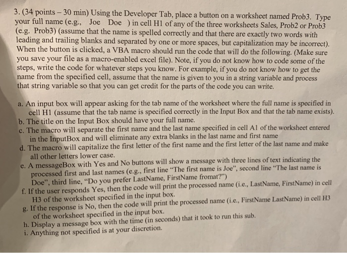 3. (34 points-30 min) Using the Developer Tab, place | Chegg.com