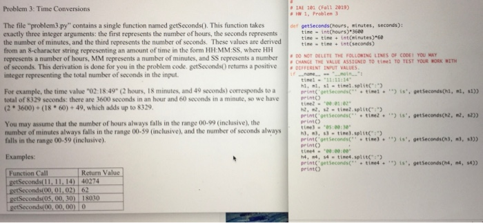 Solved Problem 3: Time Conversions TAE 101 (Fall 2019) 1. | Chegg.com