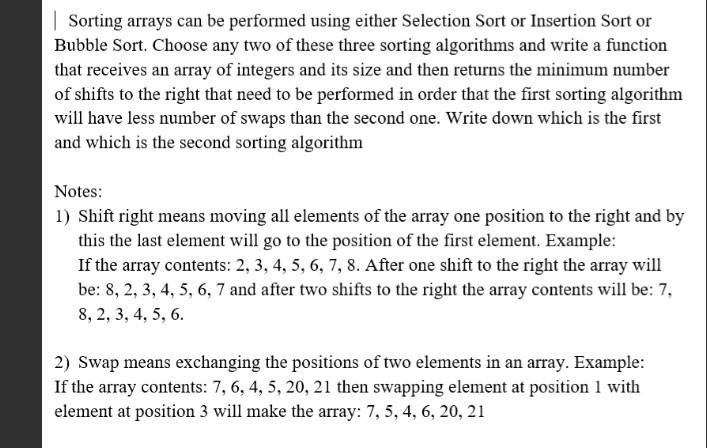 Solved | Sorting arrays can be performed using either | Chegg.com