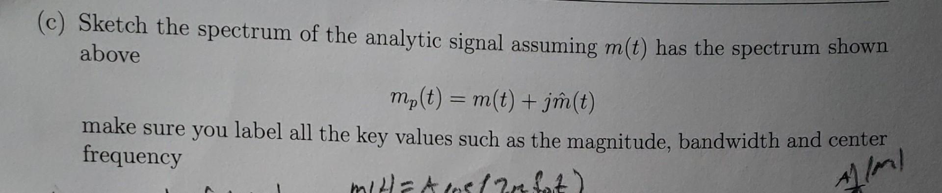 (c) Sketch the spectrum of the analytic signal | Chegg.com