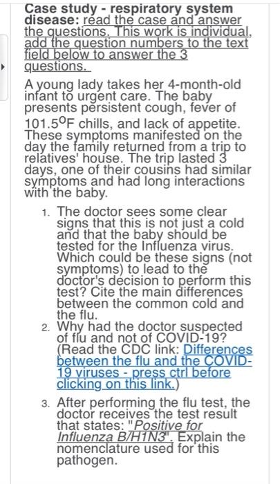 Solved Case study - respiratory system disease: read the | Chegg.com