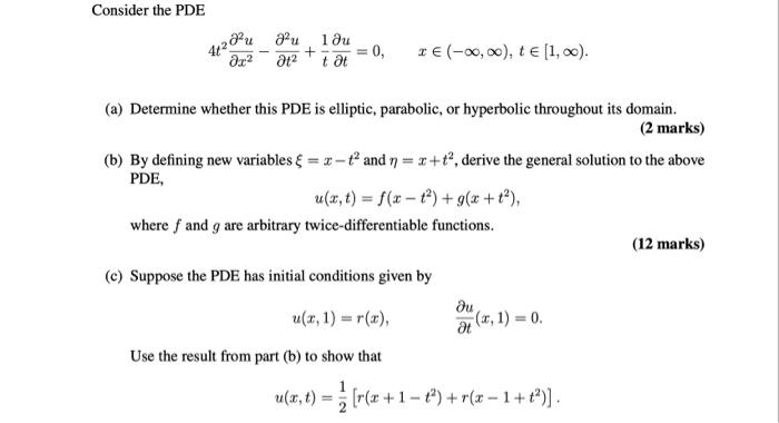Consider the PDE | Chegg.com