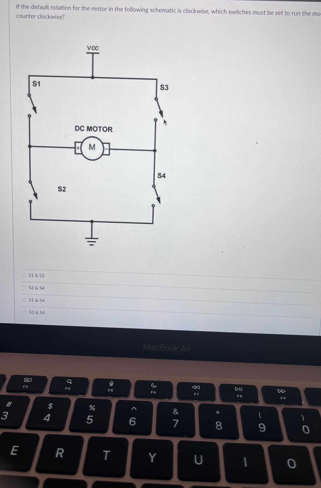 Solved If the default rotation for the motor in the | Chegg.com