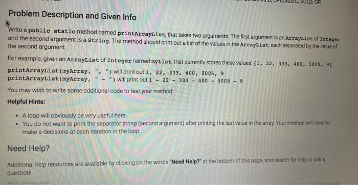 Solved Problem Description and Given Info Write a public | Chegg.com
