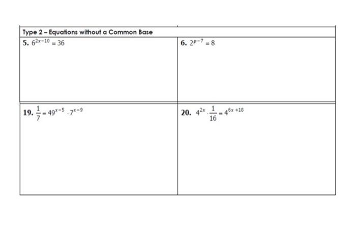 Solved Type 2 Equations Without A Common Base 5 62x 10