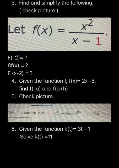 Solved 3. Find and simplify the following. ( check picture ) | Chegg.com
