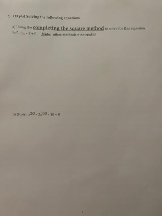 Solved 3). (13 pts) Solving the following equations a) Using | Chegg.com