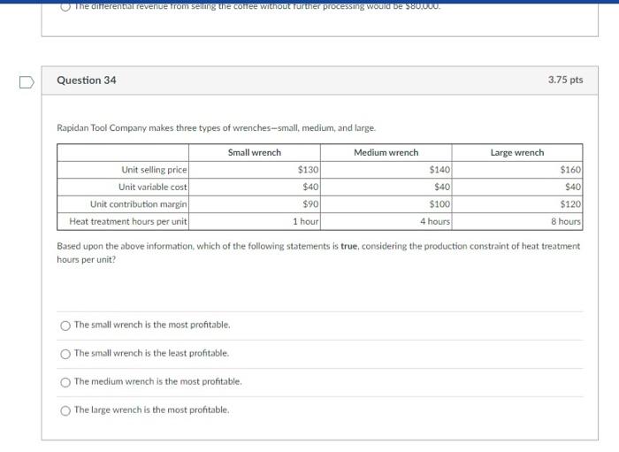 Solved The differential revenue from selling the corree | Chegg.com