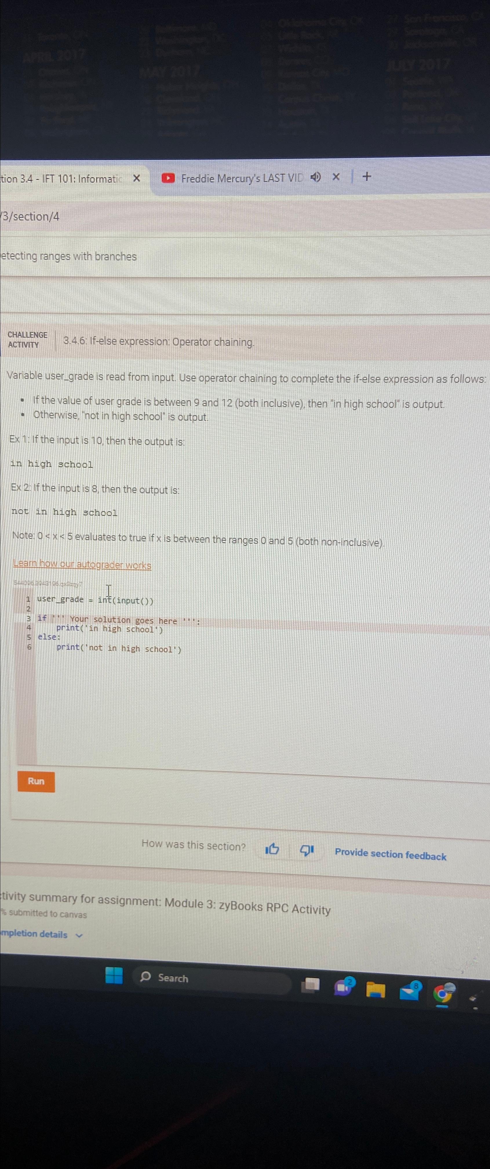 Solved tion 3.4 - ﻿IFT 101: InformatFreddie Mercury's LAST | Chegg.com