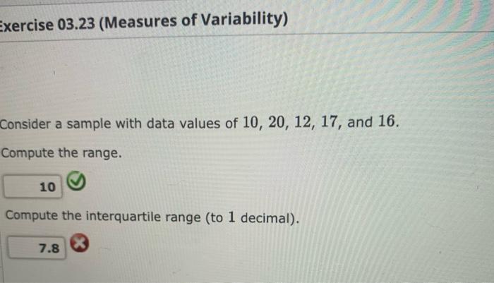 Solved Consider a sample with data values of 10,20,12,17, | Chegg.com