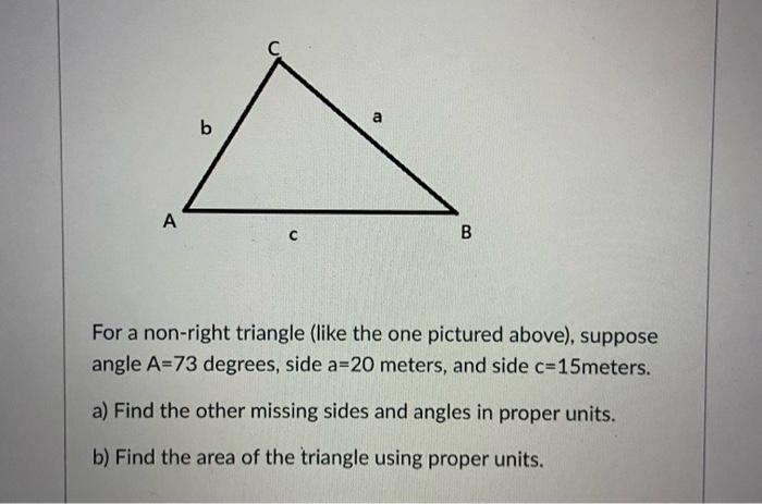 Solved a b A B 00 For a non-right triangle (like the one | Chegg.com