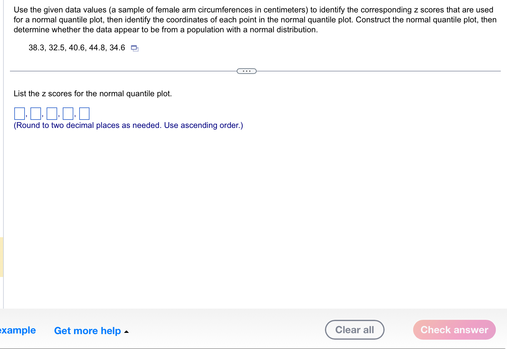 Solved Use the given data values (a sample of female arm | Chegg.com