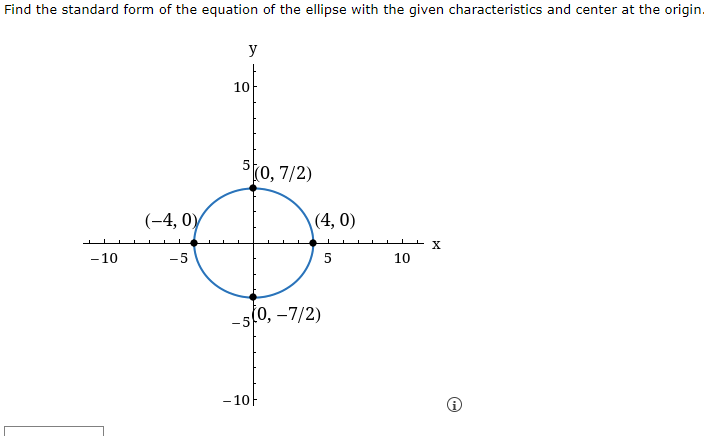 Solved Find the standard form of the equation of the ellipse | Chegg.com