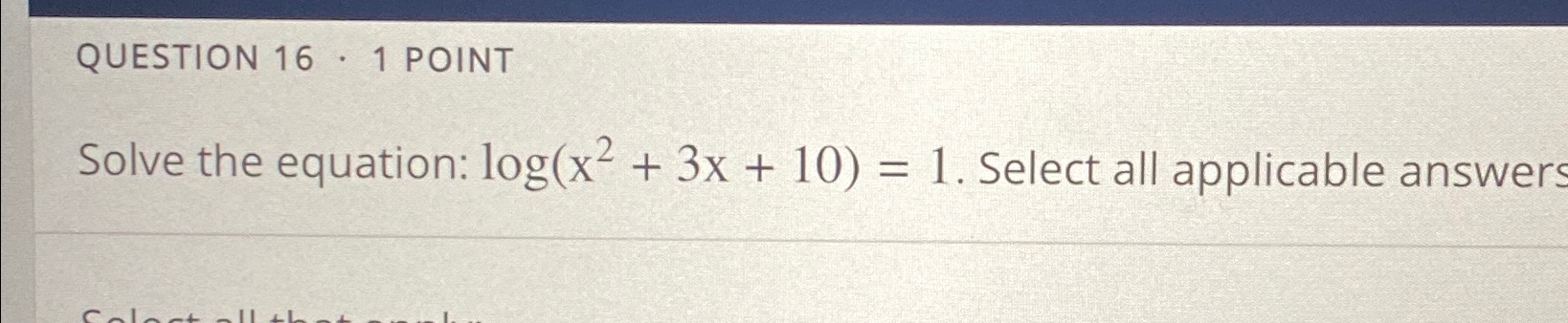 Solved QUESTION 16 * 1 ﻿POINTSolve the equation: | Chegg.com