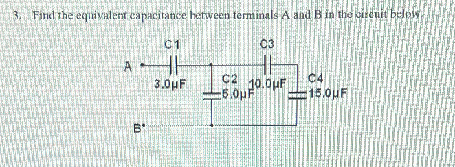Solved Find the equivalent capacitance between terminals A | Chegg.com