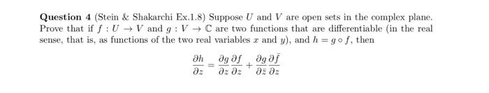 Solved Question 4 (Stein \& Shakarchi Ex.1.8) Suppose U and | Chegg.com
