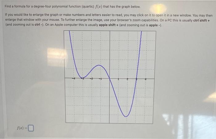 Solved Find a formula for a degree-four polynomial function | Chegg.com