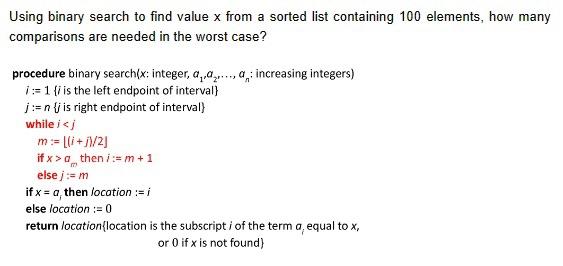 Solved Using binary search to find value x from a sorted | Chegg.com