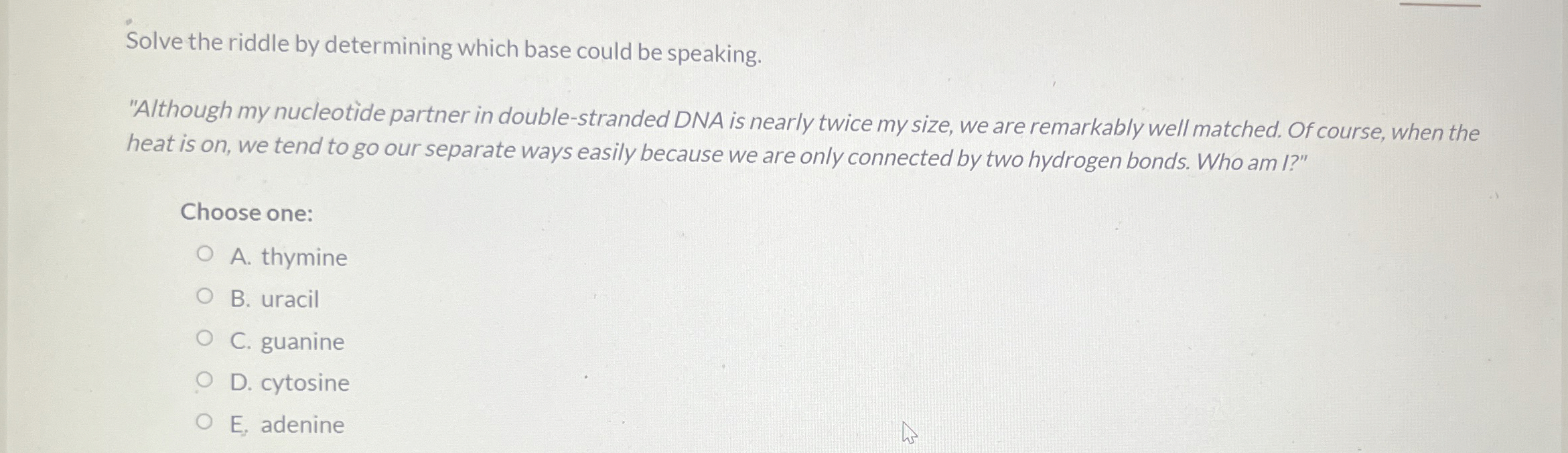 Solved Solve the riddle by determining which base could be | Chegg.com