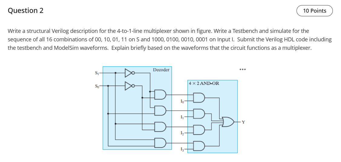 Question 2 ﻿Write a structural Verilog description | Chegg.com
