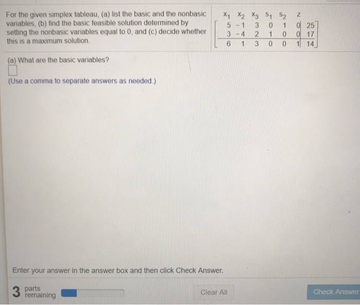 Solved For the given simplex tableau, (a) list the basic and | Chegg.com