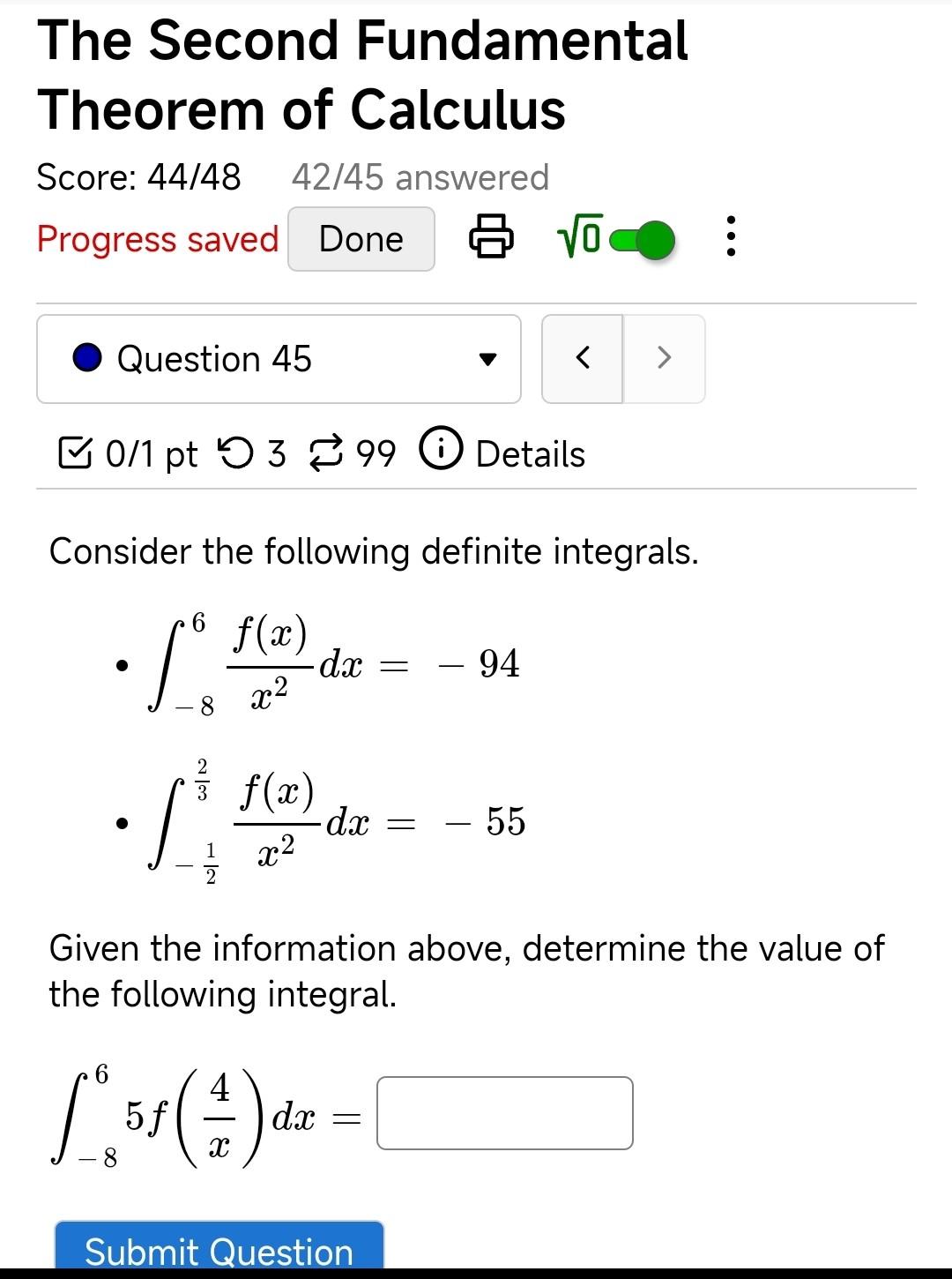 Solved Hi. Using the Second fundamental theorem of Calculus | Chegg.com