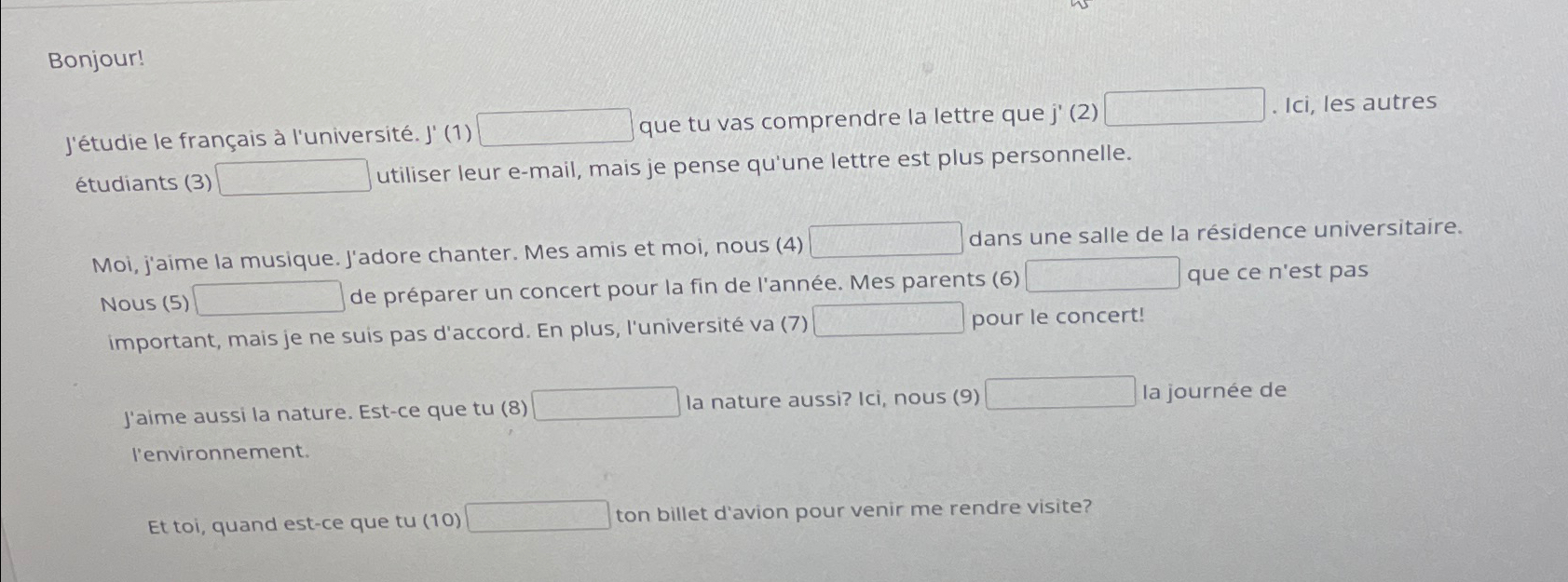 Solved Bonjour!J'étudie le français à ﻿l'université. ﻿J' (1) | Chegg.com