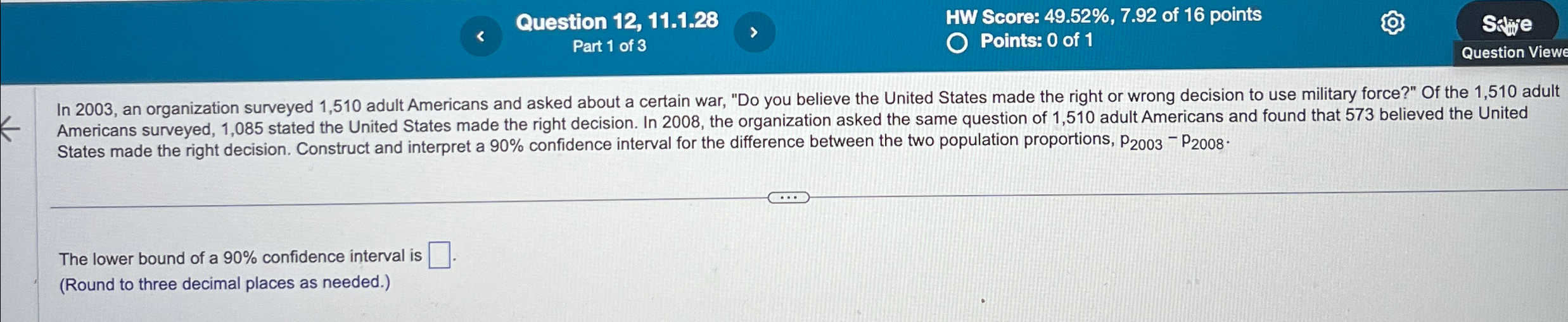 Solved Question 12, 11.1.28HW Score: 49.52%,7.92 ﻿of 16 | Chegg.com
