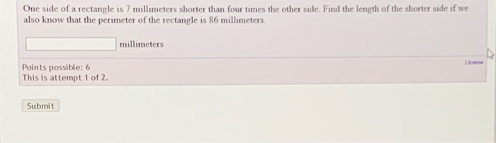 Solved One side of a rectangle is 7 millimeters shorter than | Chegg.com