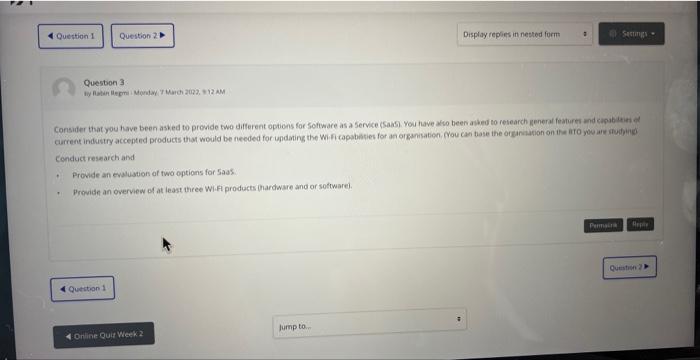 Solved Question 1 Question 2 Display replies in nested form | Chegg.com