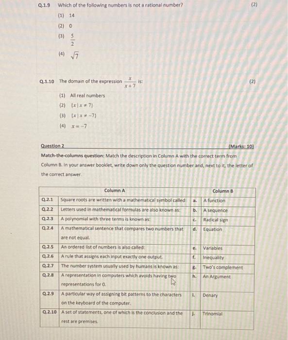 Solved Multiple-choice questions: Select one correct answer | Chegg.com