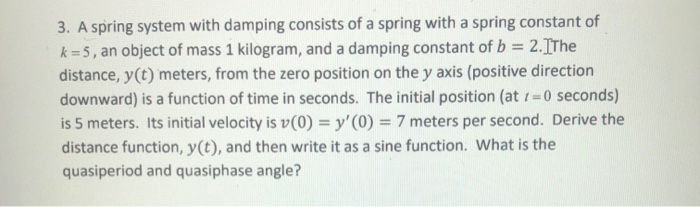 Solved 3. A spring system with damping consists of a spring | Chegg.com