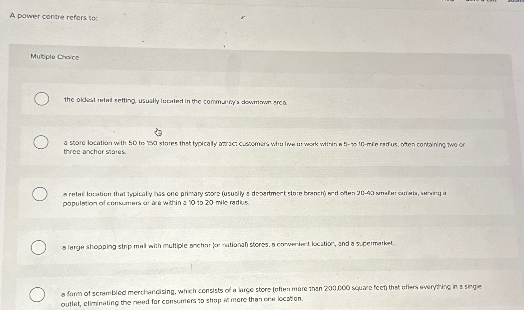 Solved A power centre refers to:Multiple Choicethe oldest | Chegg.com
