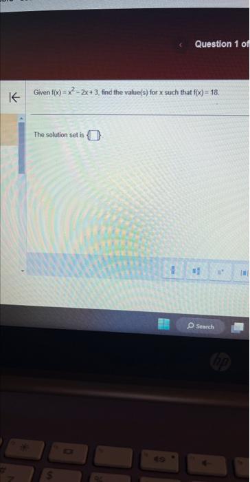 Solved Given f(x)=x2−2x+3, find the value(s) for x such that | Chegg.com